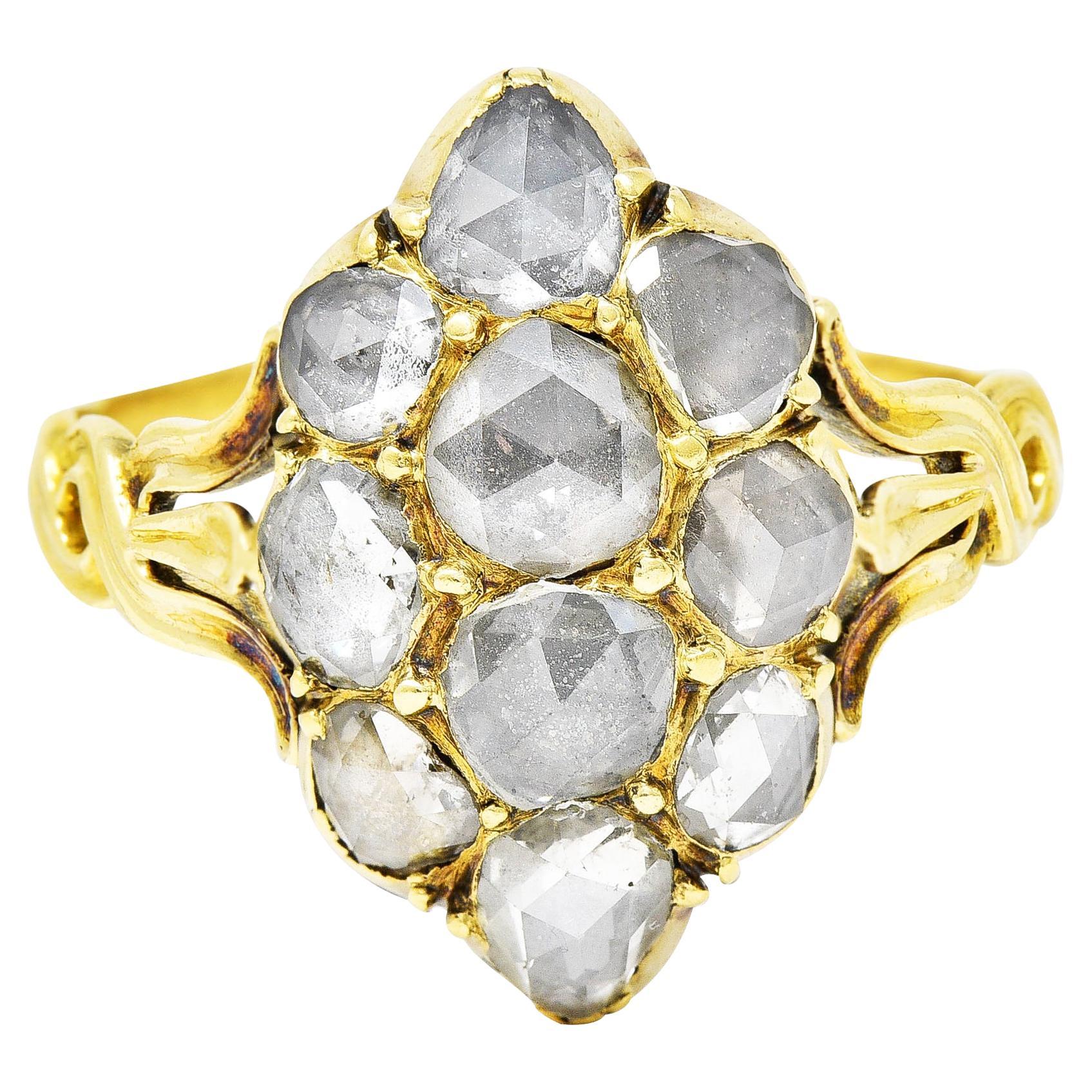 Rose cut diamond Georgian ring For Sale at 1stDibs