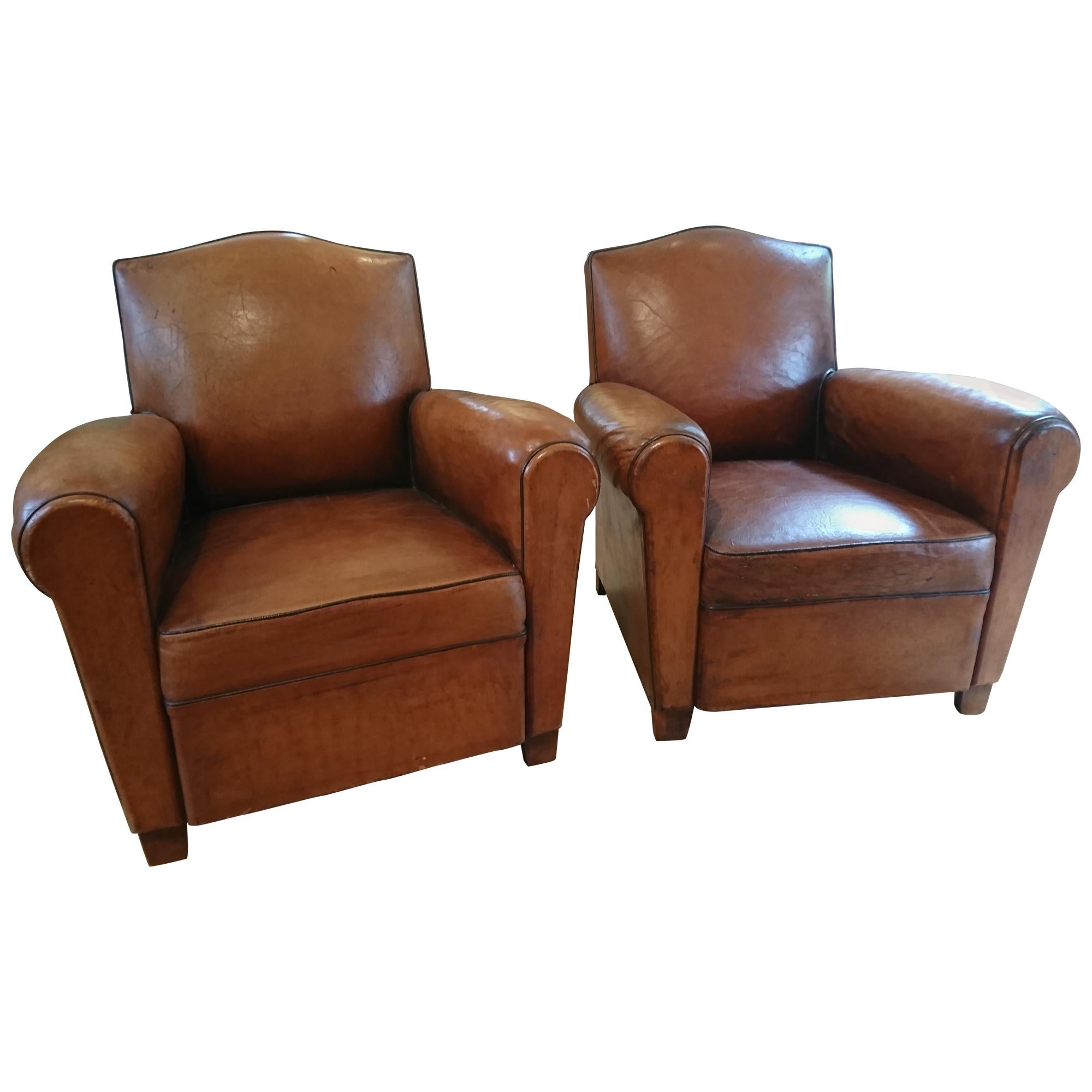 Small Leather Club Chairs - 33 For Sale on 1stDibs