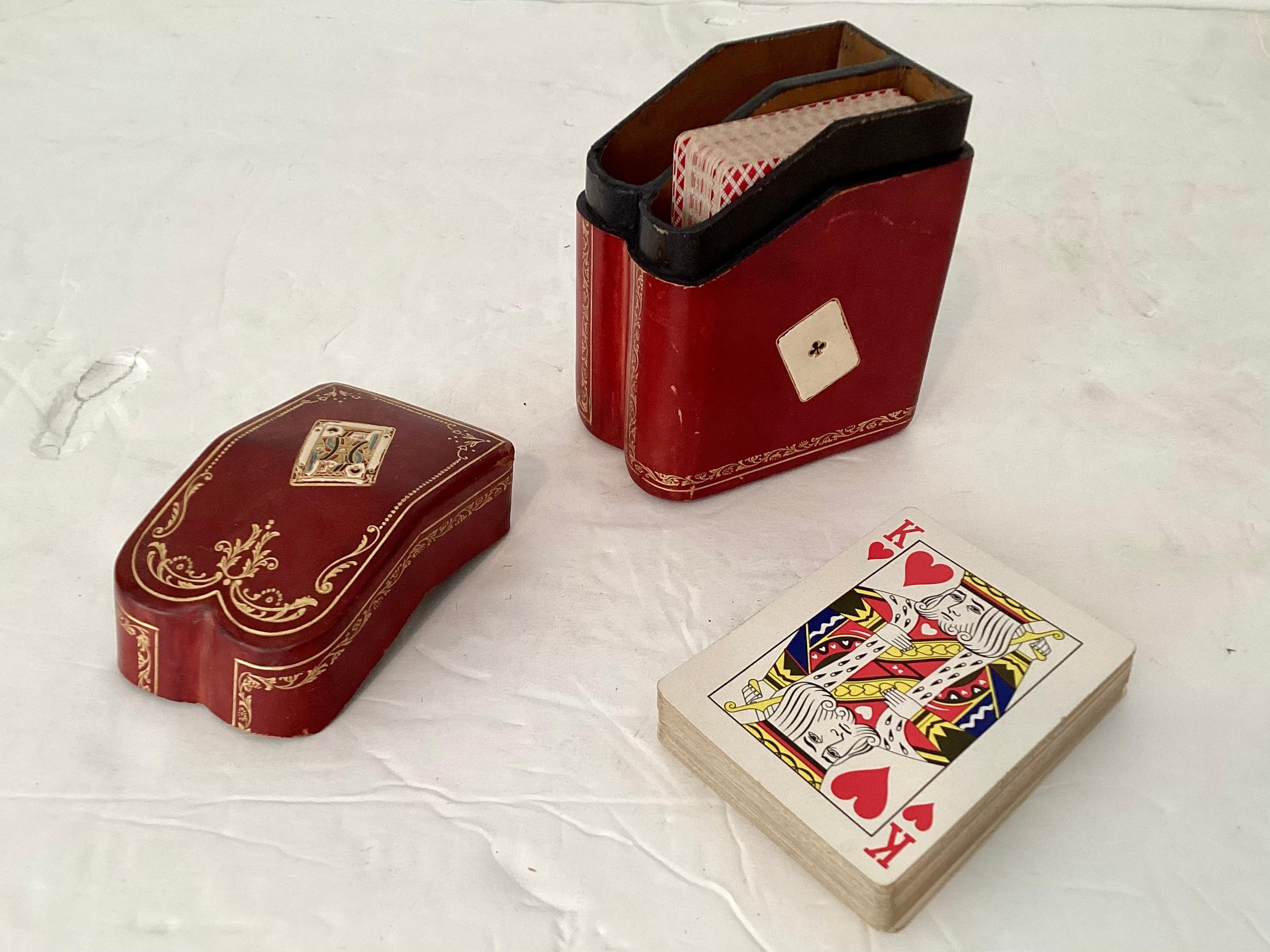 French Leather Playing Cards Box For Sale at 1stDibs