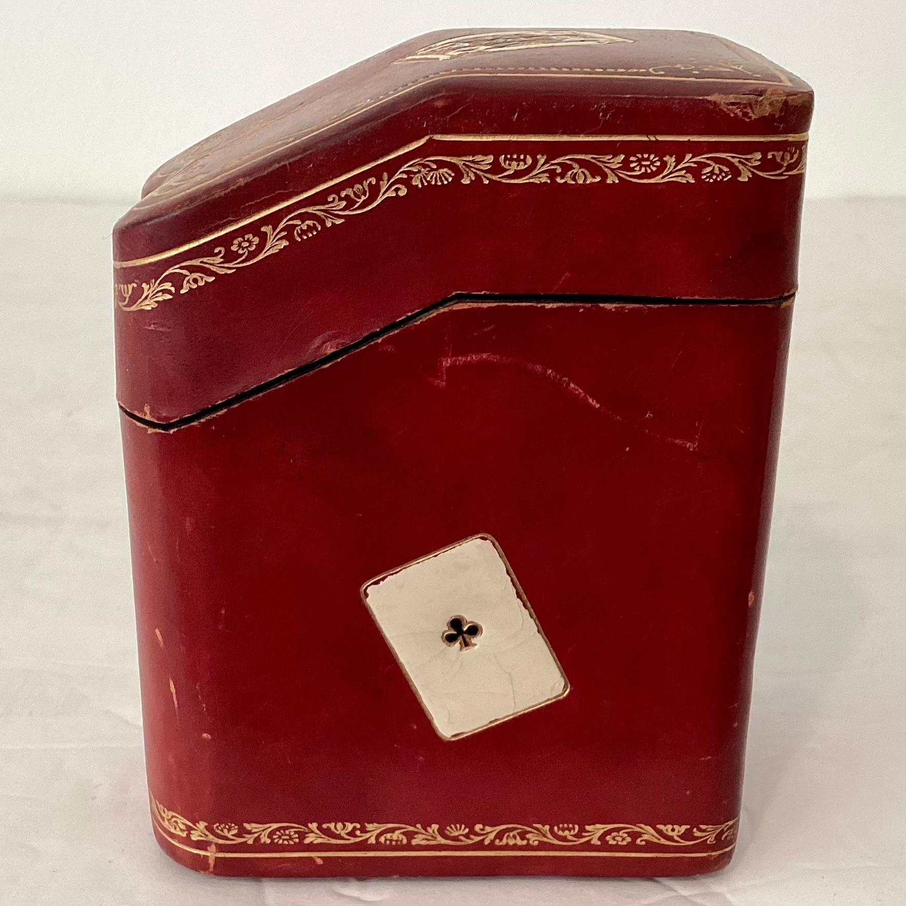 French Leather Playing Cards Box For Sale at 1stDibs