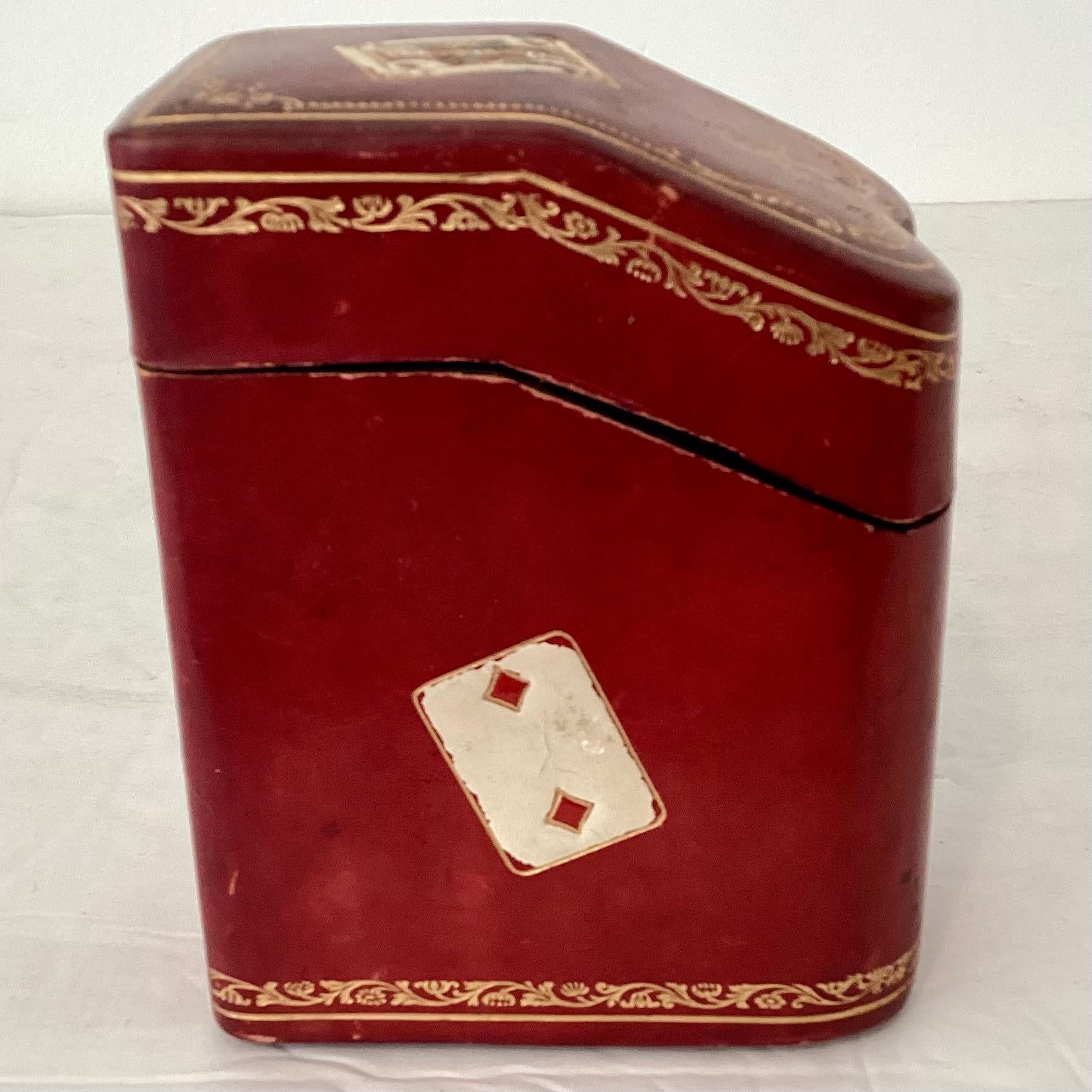 French Leather Playing Cards Box For Sale at 1stDibs