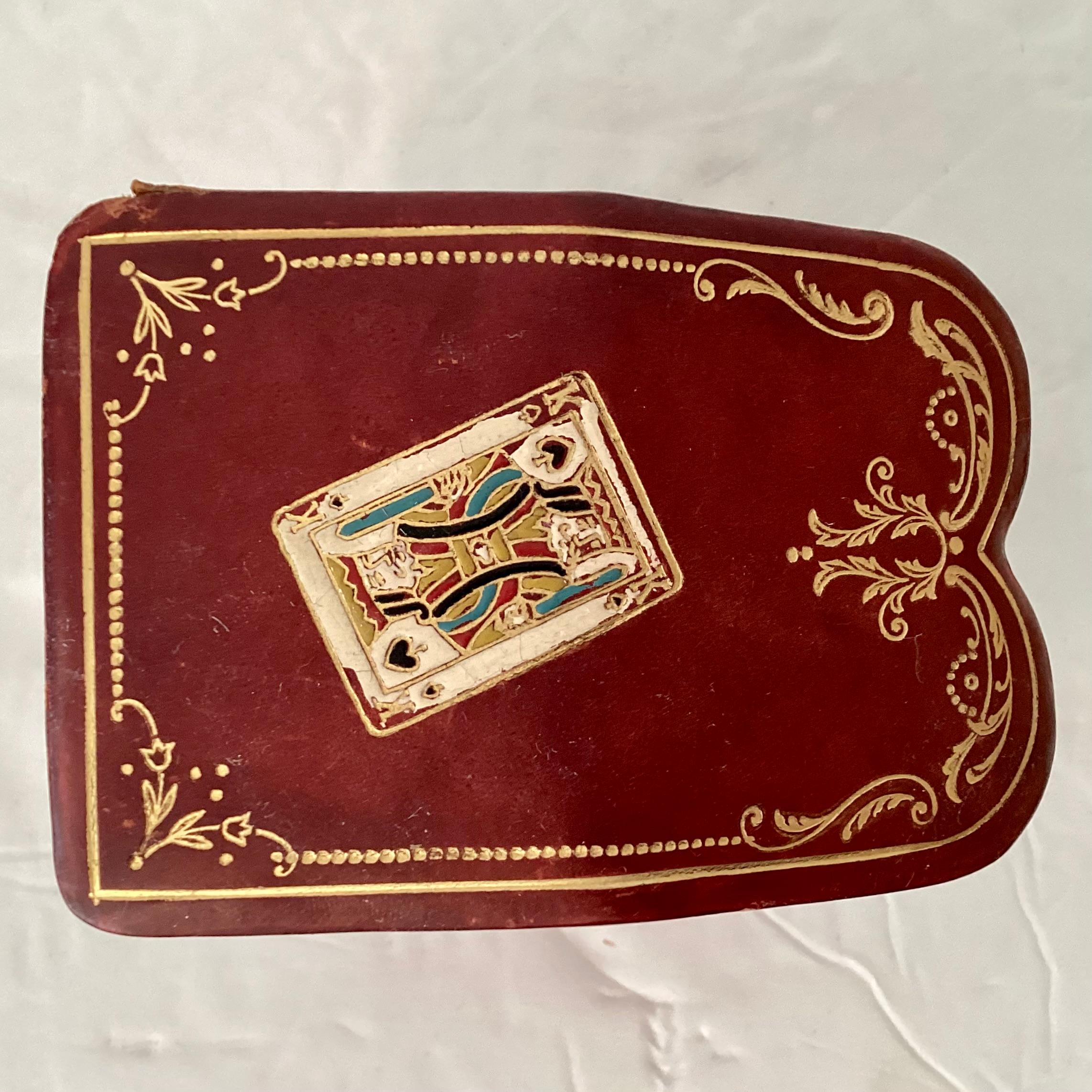 French Leather Playing Cards Box For Sale at 1stDibs