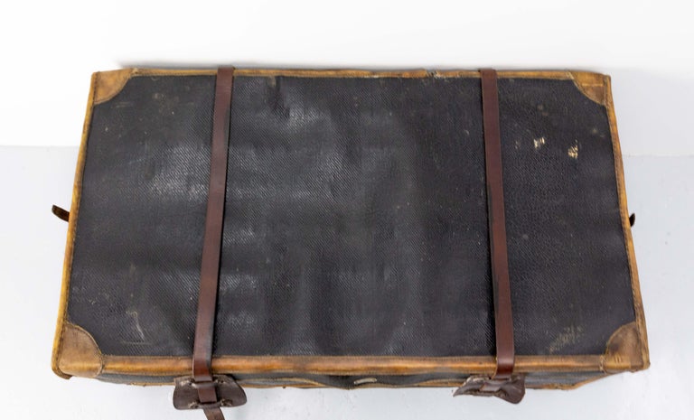 French Leather Trunk with Original Train Labels Paris to Chantilly ...