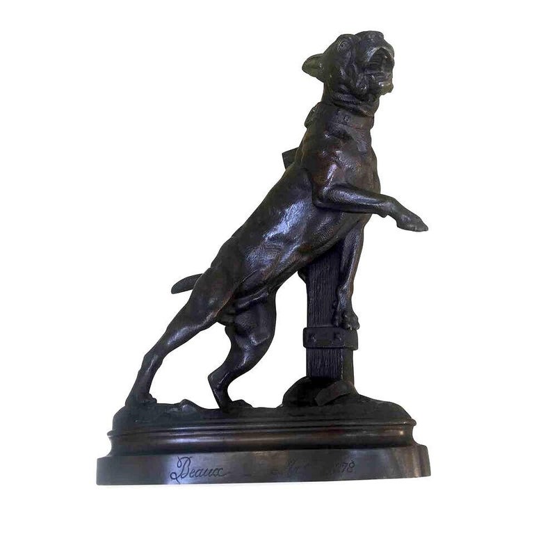 French 19th Century Guard Dog Bronze Sculpture signed Lecourtier 1878 ...