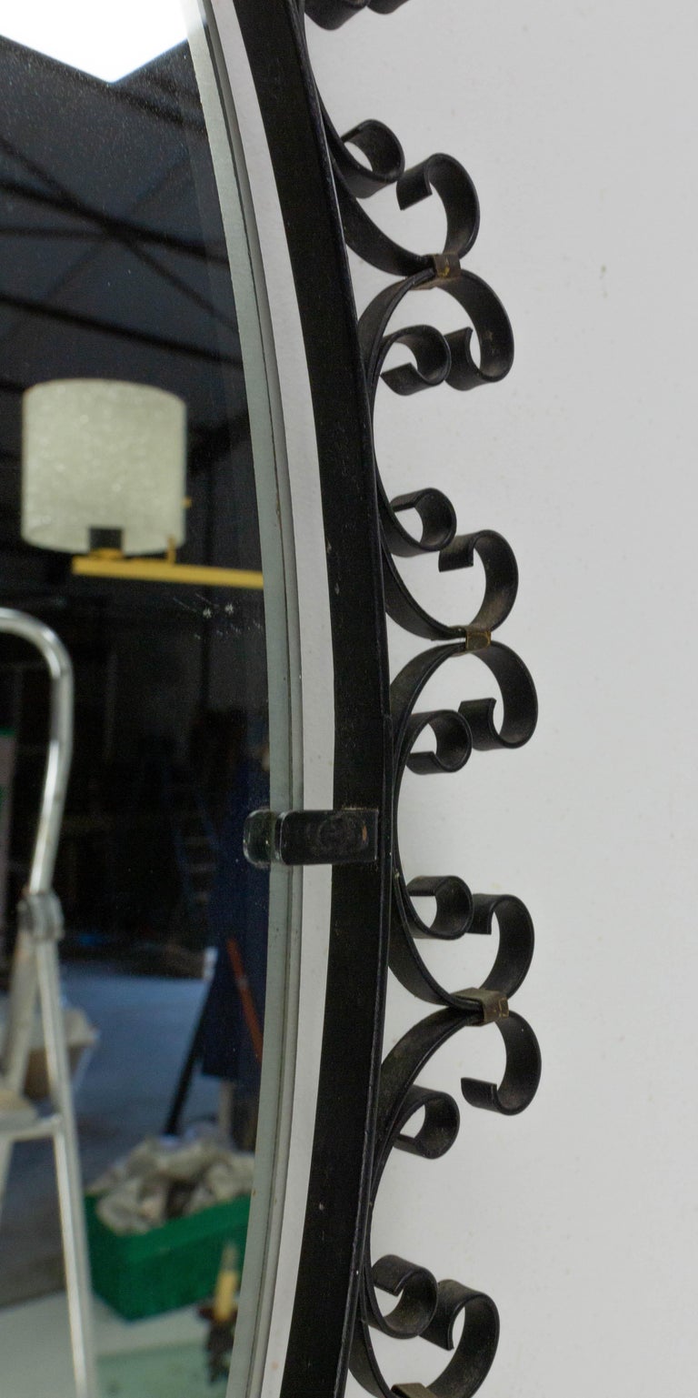 French Lighted Mirror Metal Framework, circa 1960 For Sale at 1stDibs