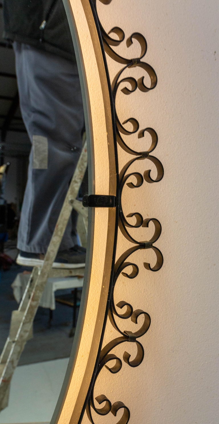 French Lighted Mirror Metal Framework, circa 1960 For Sale at 1stDibs