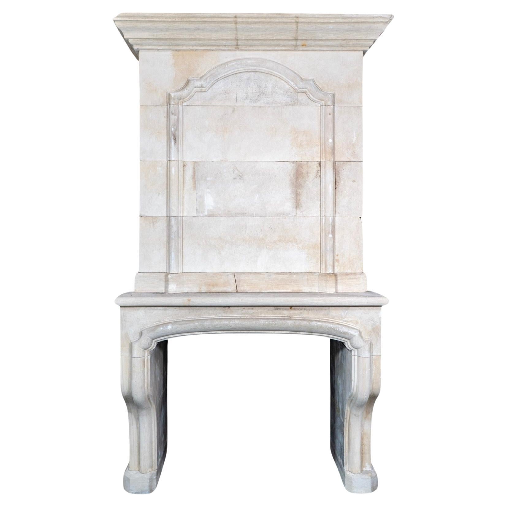 Small Antique Limestone Fireplace Mantel from France For Sale at 1stDibs