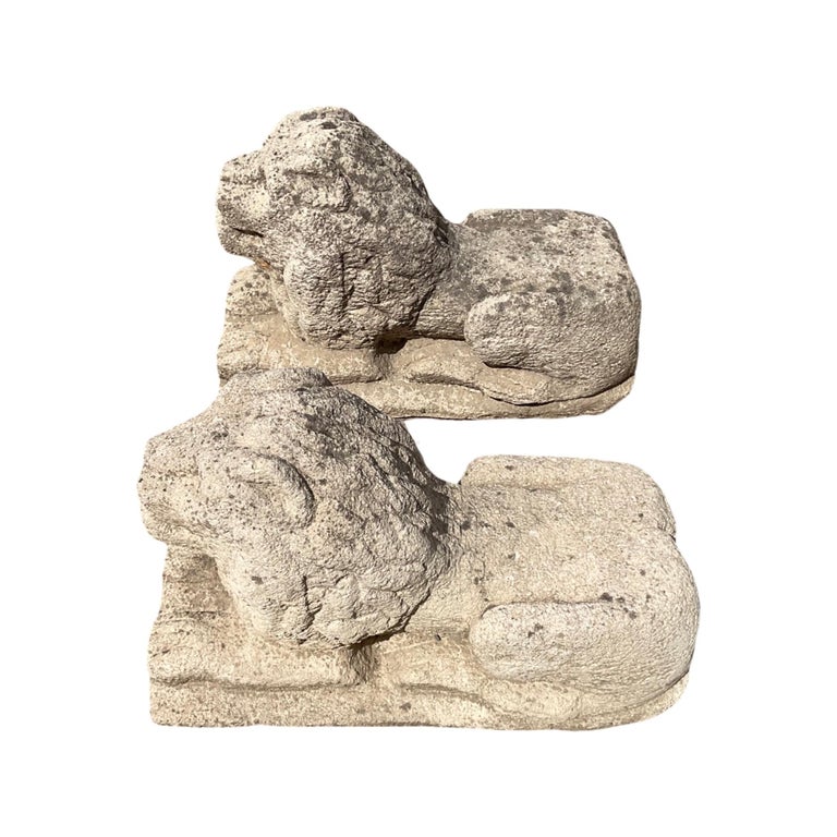 French Limestone Lion Sculptures For Sale at 1stDibs