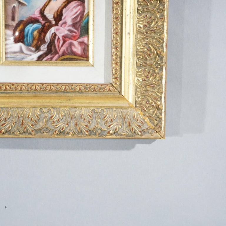 French Limoges Enamel on Copper Portrait Painting of a Woman, 20th C For Sale at 1stDibs