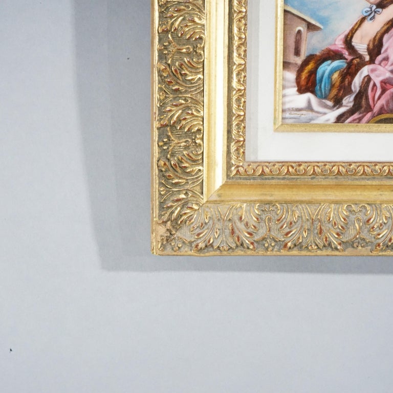 French Limoges Enamel on Copper Portrait Painting of a Woman, 20th C ...