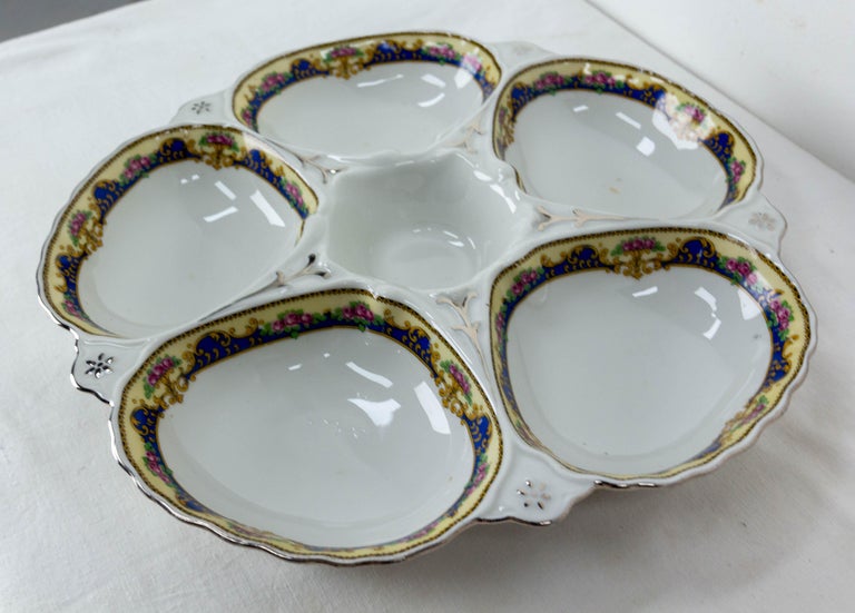 French Limoges Porcelain Condiment Dish Vegetal Patterns Art Nouveau, c ...