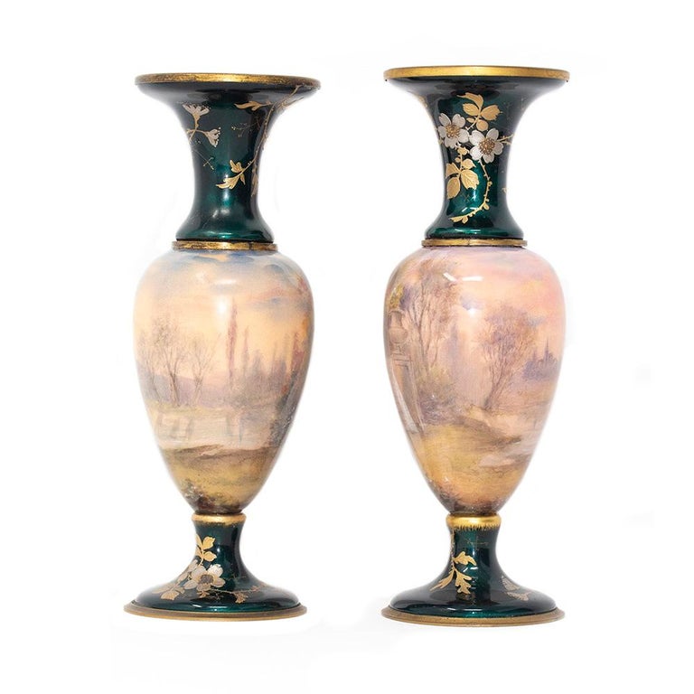 French Limoges Style Vase Pair For Sale at 1stDibs