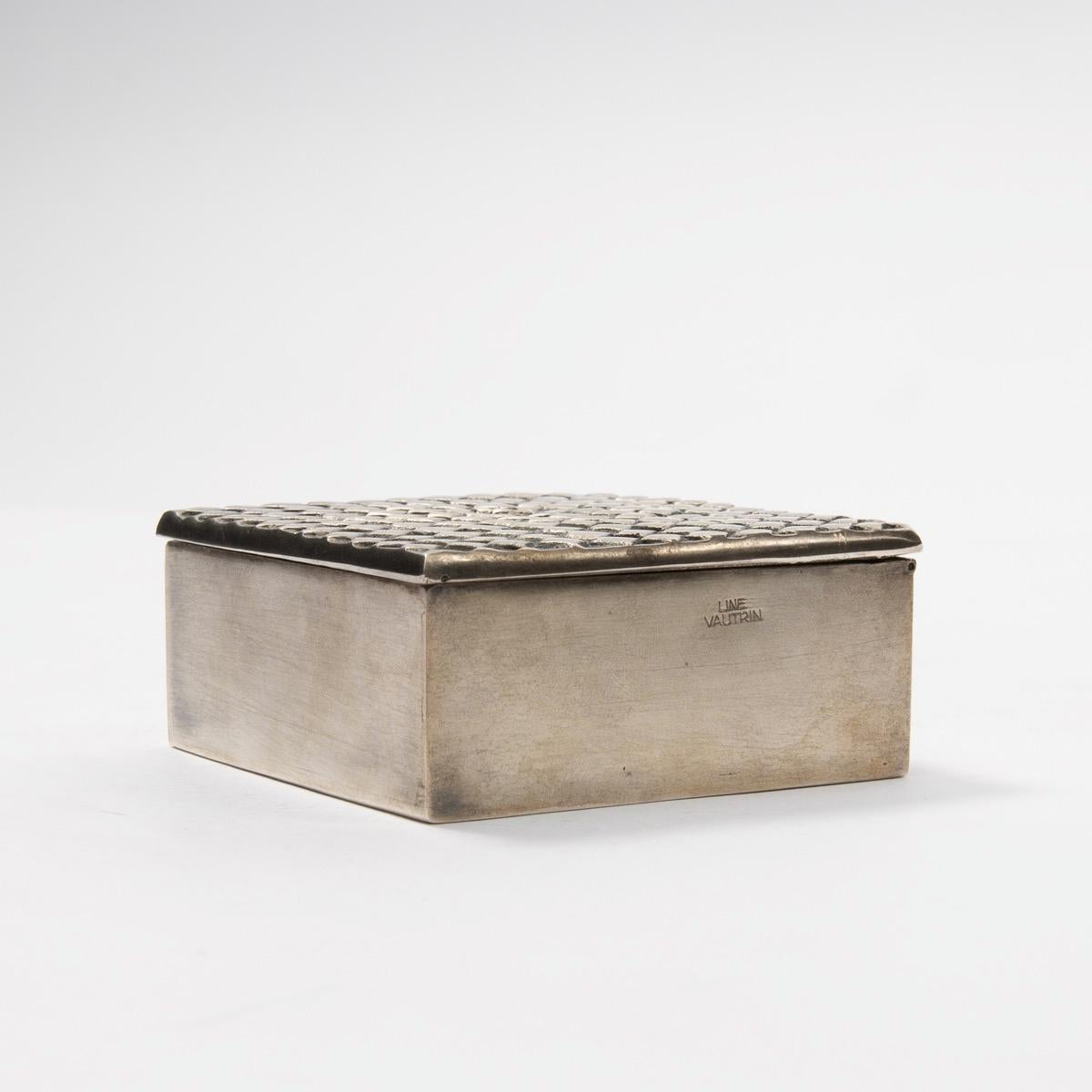 French, Line Vautrin, "Seul Au Monde" Silvered Bronze Box at 1stDibs