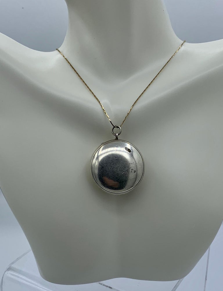 French Locket Art Nouveau Silver Daisy Flower Pendant Necklace For Sale ...