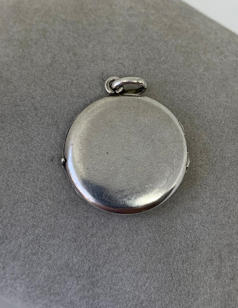 French Locket Art Nouveau Sterling Silver Poppy Flower Pendant Necklace ...