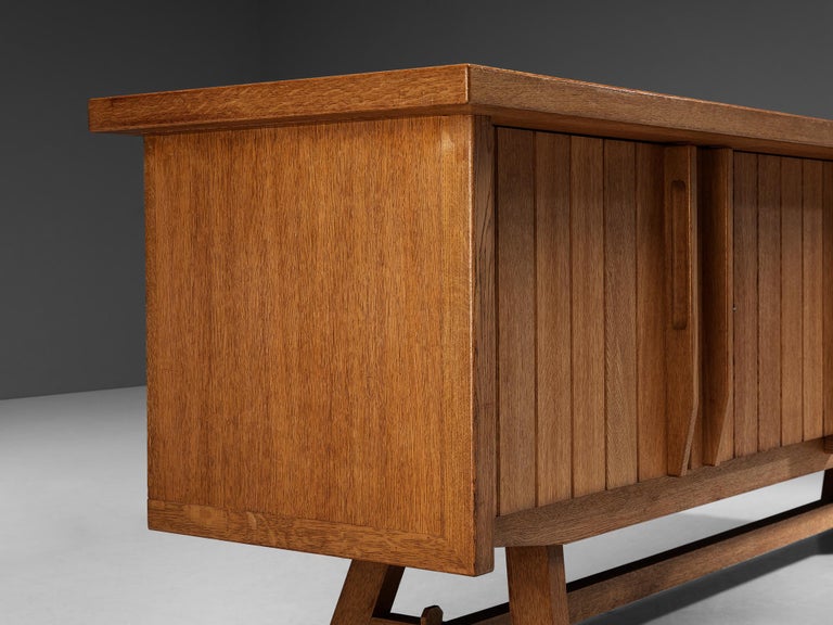 French Long Sideboard in Solid Oak For Sale at 1stDibs