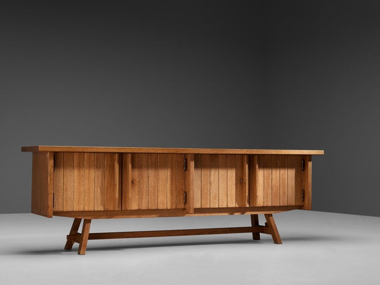 French Long Sideboard in Solid Oak For Sale at 1stDibs