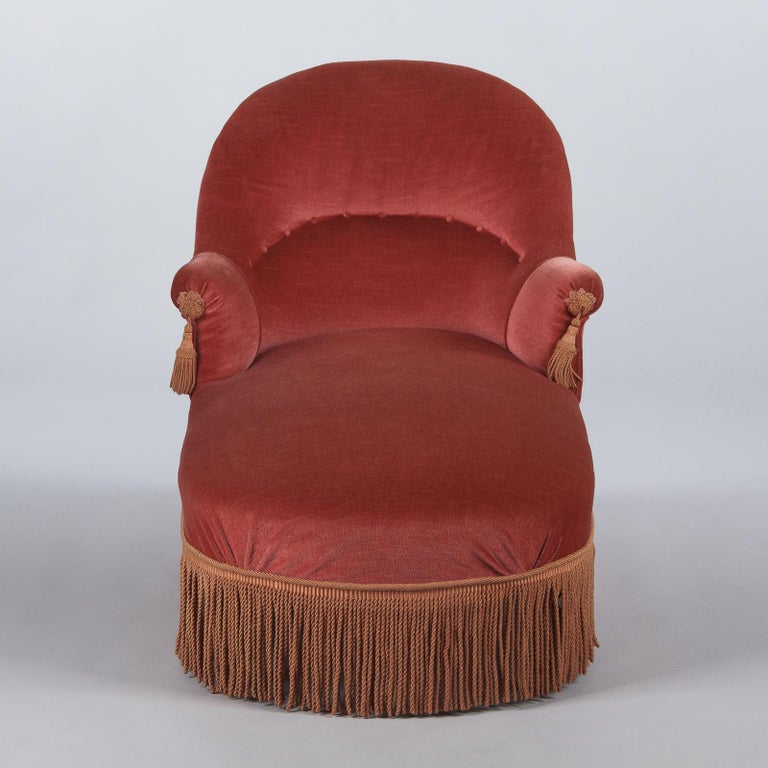 French Louis Philippe Style Meridienne Longue Chair, 1940s at 1stdibs