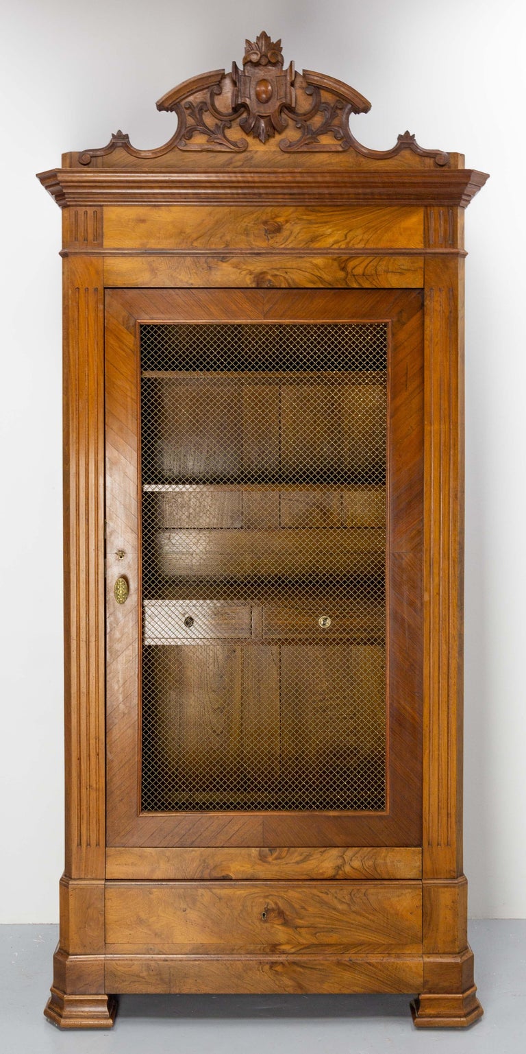 French Louis Philippe Walnut Library Book Armoire with Secret Drawer ...