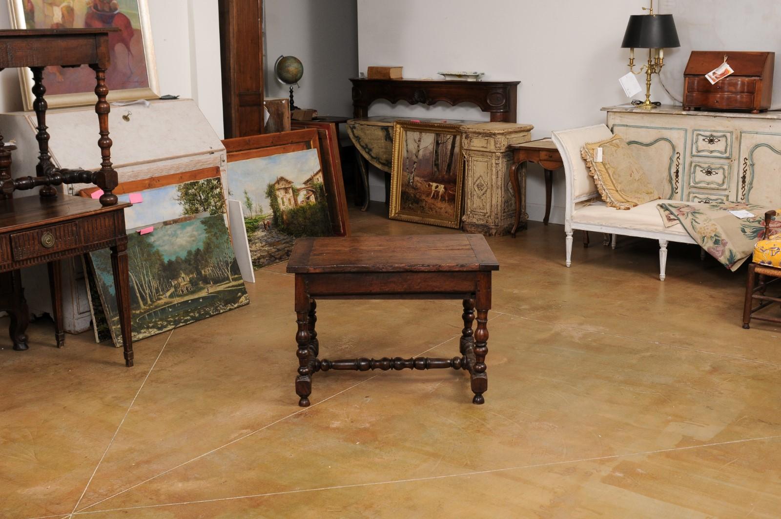 French Louis XIII Period 1630s Walnut Low Side Table with Turned Baluster Legs For Sale at 1stDibs