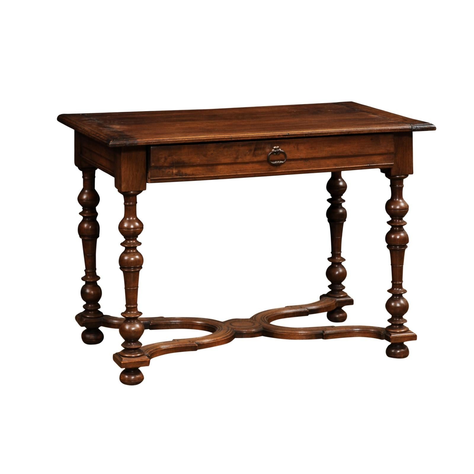 French Louis XIII Style 1890s Walnut Side Table with Curving X-Form ...