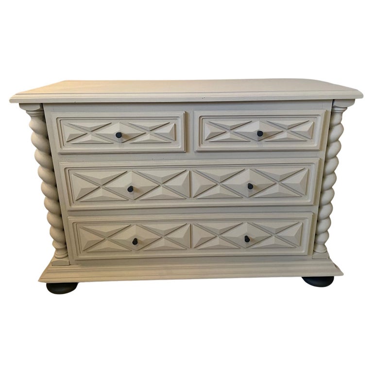 French Louis XIII Style Painted Chest of Drawers For Sale at 1stDibs