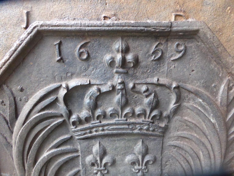 French Louis XIV 'Arms of France' Fireback, 17th Century at 1stDibs