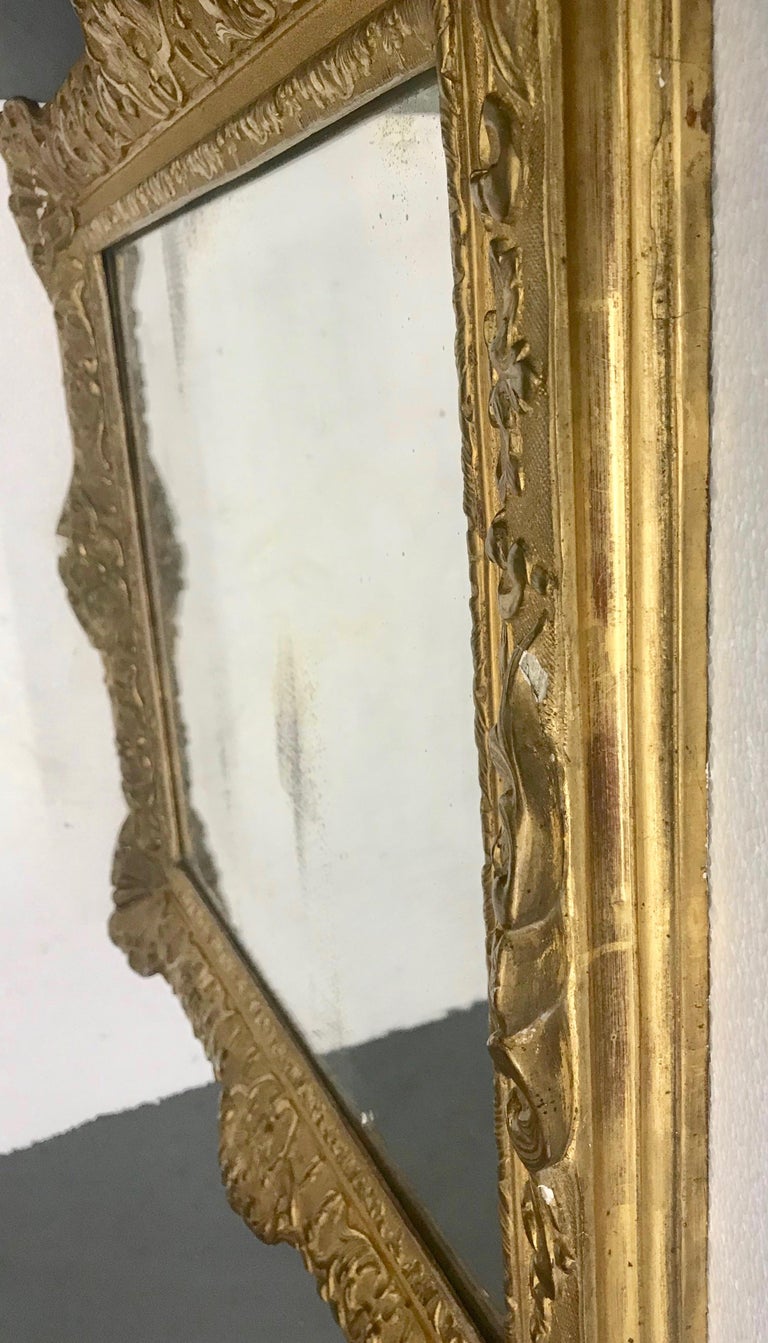 French 18th Century Louis XIV Gilded Wood and Stucco Mirror For Sale at ...