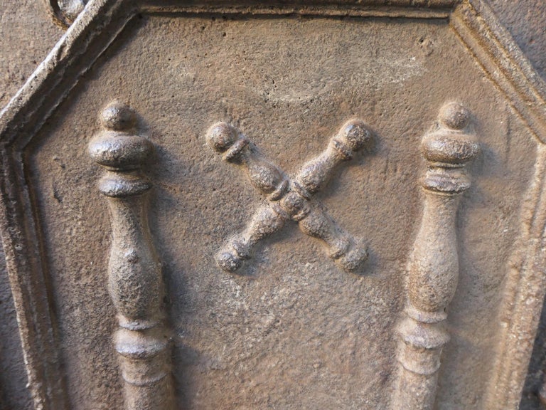 French Louis XIV 'Pillars with Saint Andrew's Cross' Fireback, 18th ...