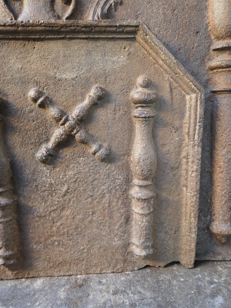French Louis XIV 'Pillars with Saint Andrew's Cross' Fireback, 18th ...