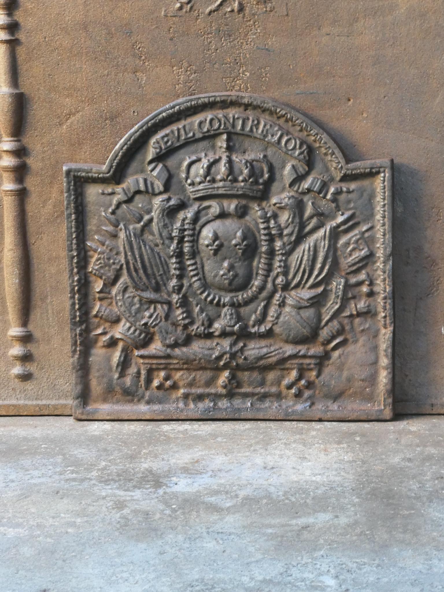 French Louis XIV Style 'Seul Contre Tous' Fireback For Sale at 1stDibs