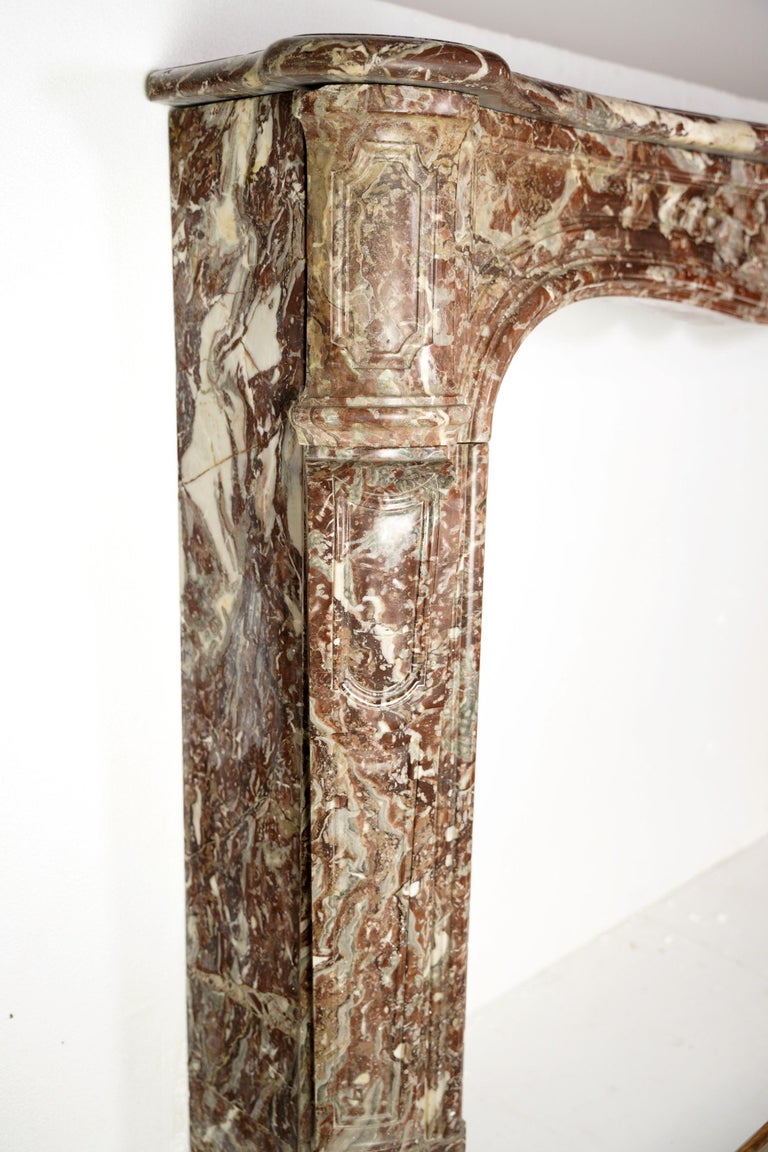 French Louis XV Hand Carved Rouge Royal Marble Mantel For Sale at 1stDibs