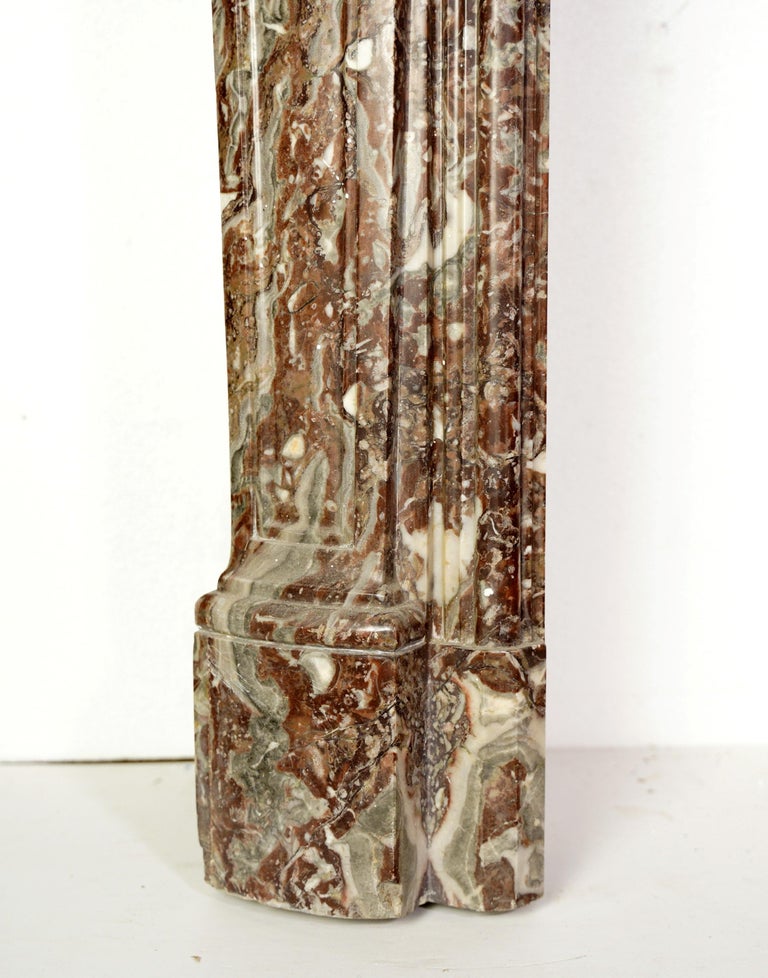 French Louis XV Hand Carved Rouge Royal Marble Mantel For Sale at 1stDibs