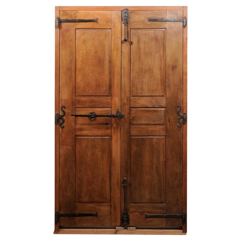 French Louis XV Period 1750s Walnut Communication Doors with Iron ...