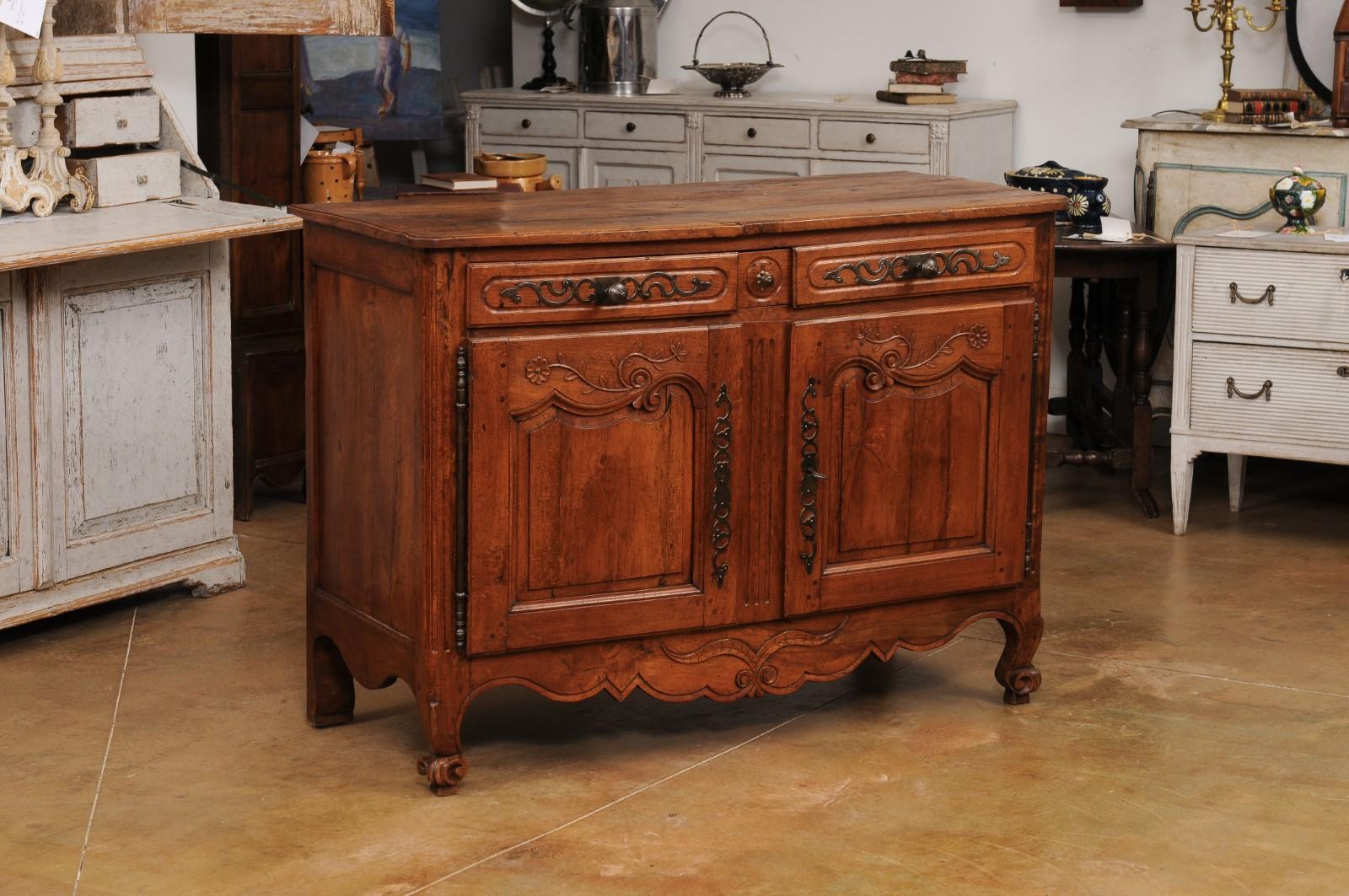 French Louis XV Period 18th Century Walnut Buffet with Hand Carved ...