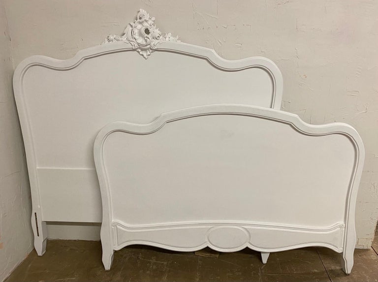 French Louis XV Rococo Style Painted Bed For Sale at 1stDibs