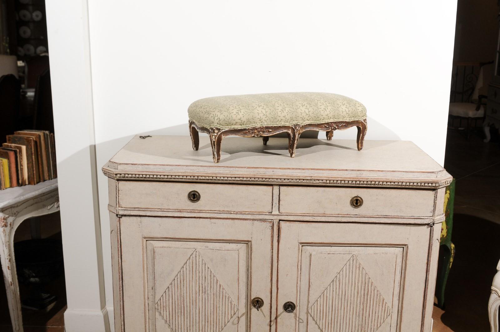 French Louis XV Style 19th Century Carved Footstool with Lightly Gilt ...