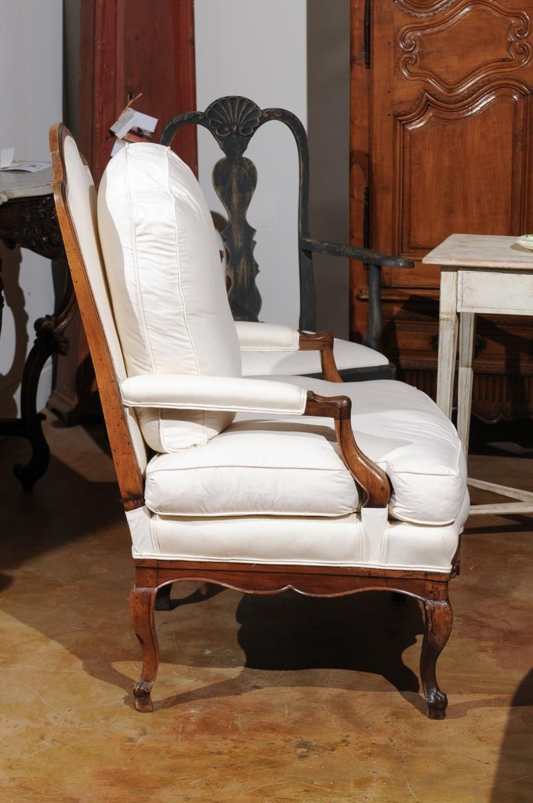 French Louis XV Style 19th Century Walnut Armchair with New Upholstery ...