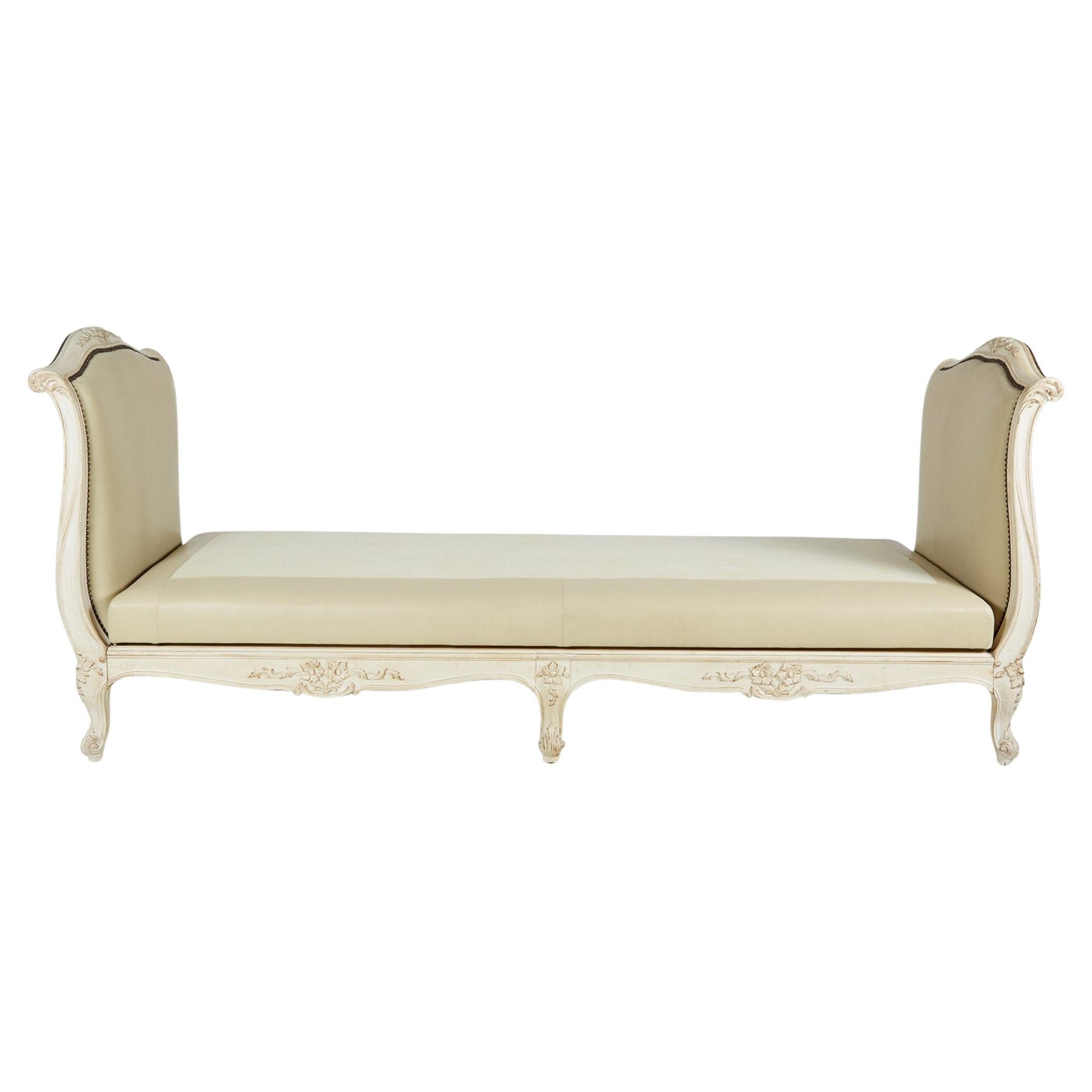 French Leather Daybed with Reclining Sides at 1stDibs