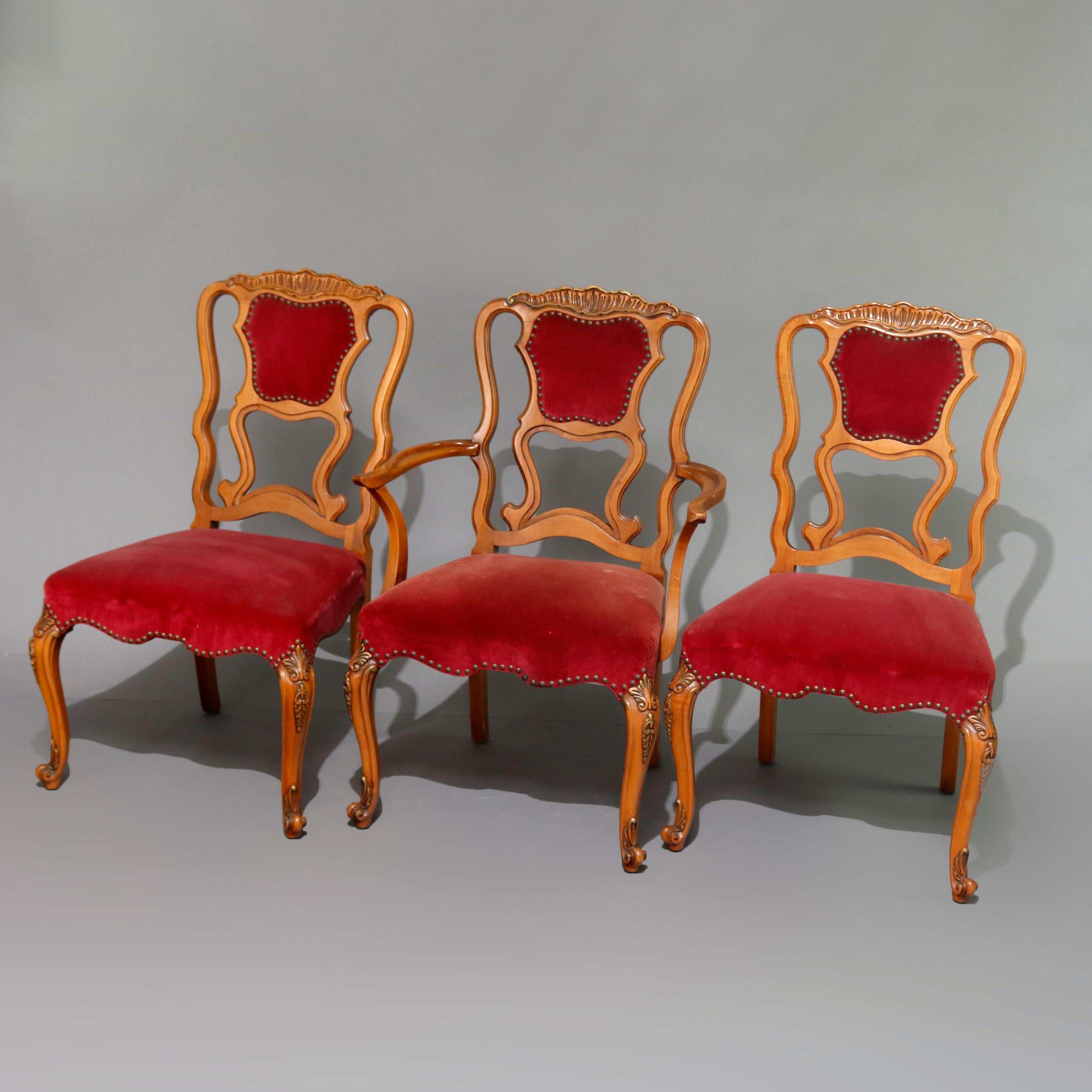 French Louis XV Style Bird's-Eye Maple Dining Set, Acacia by Amer Furn ...