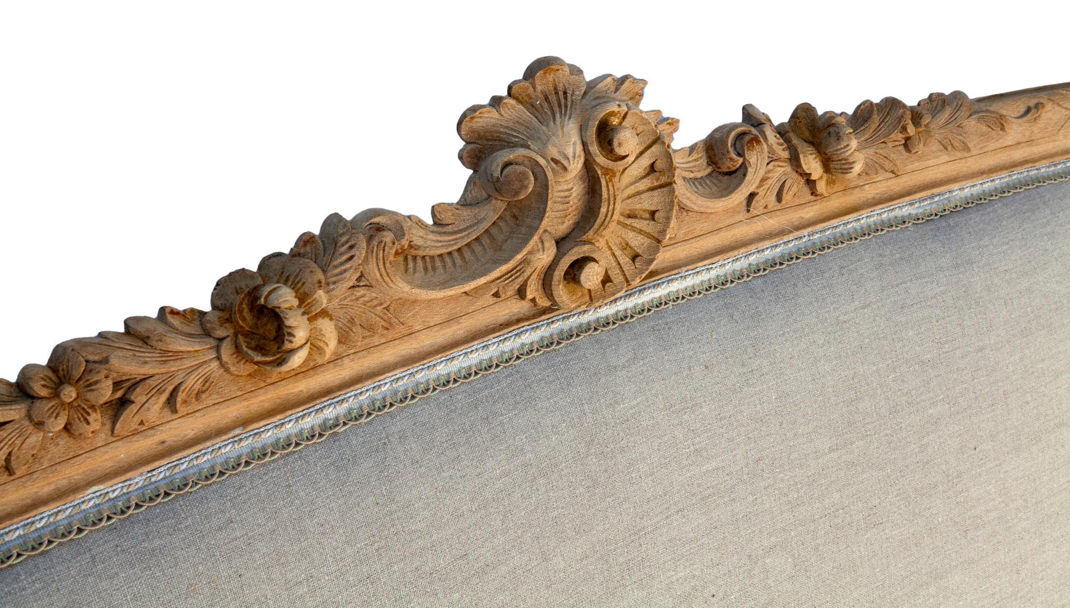 French Louis XV style Bleached Walnut Belgian Linen Settee For Sale at ...