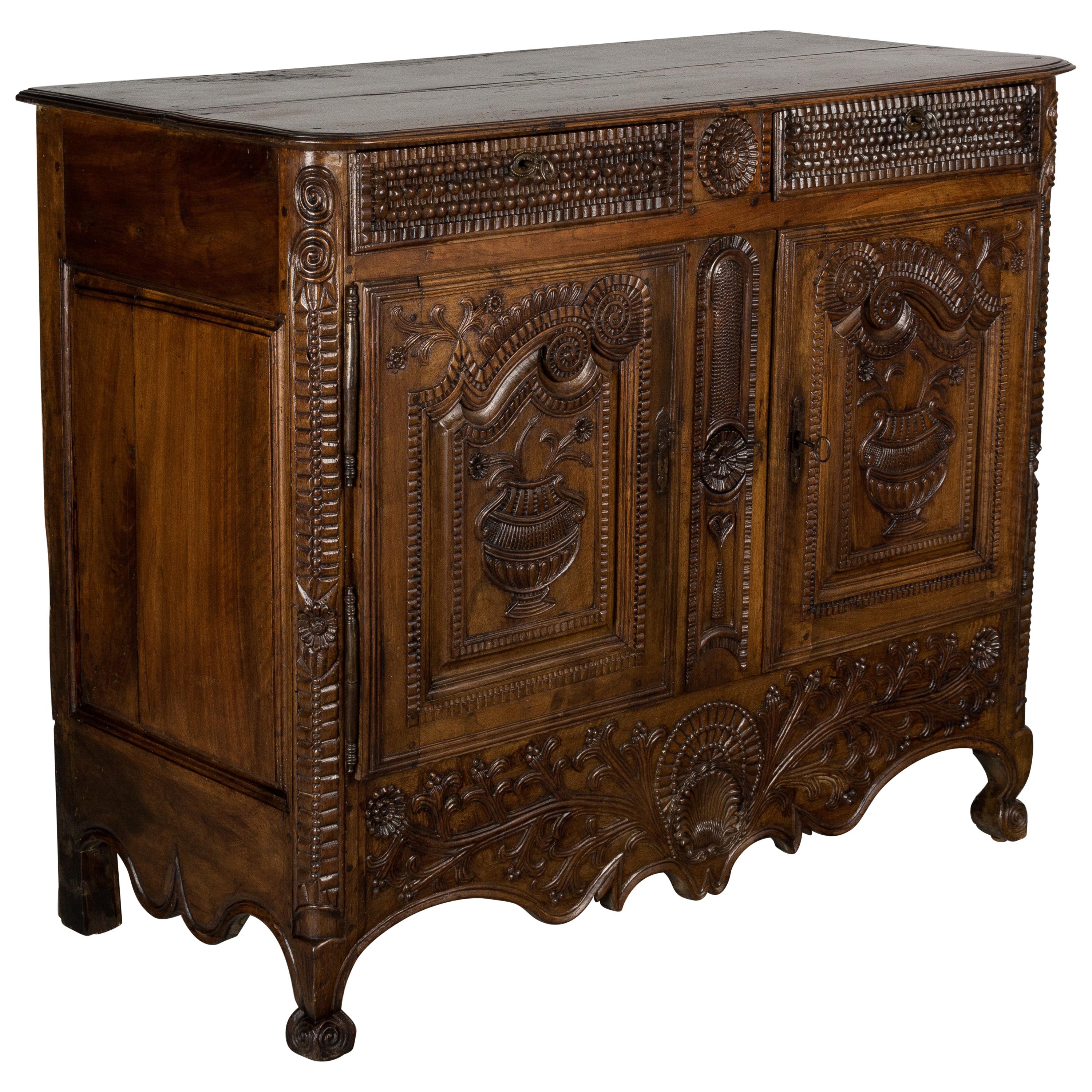 Vintage French Louis XV 2 over 4 Cherry Buffet /Sideboard at 1stDibs