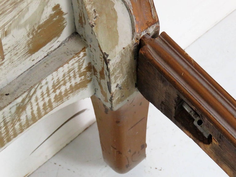 French Louis XV Style Caned Back Distressed Painted Bed at 1stDibs