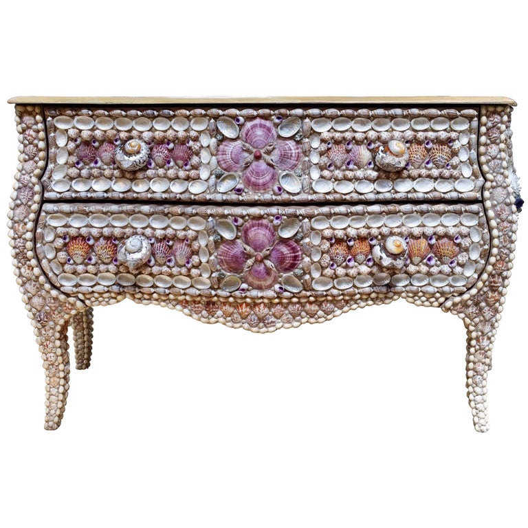 French Louis XV Style Commode with Seashell, Pyrite and Amethysts ...