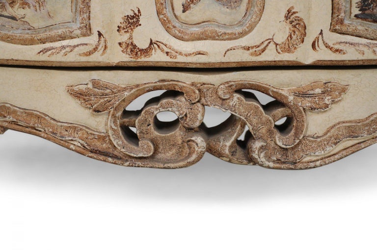French Louis XV Style Cream Serpentine Commode For Sale at 1stDibs