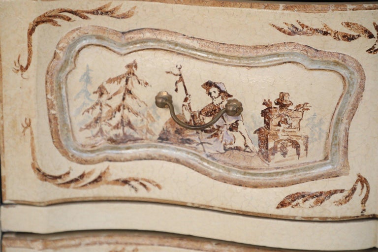 French Louis XV Style Cream Serpentine Commode For Sale at 1stDibs