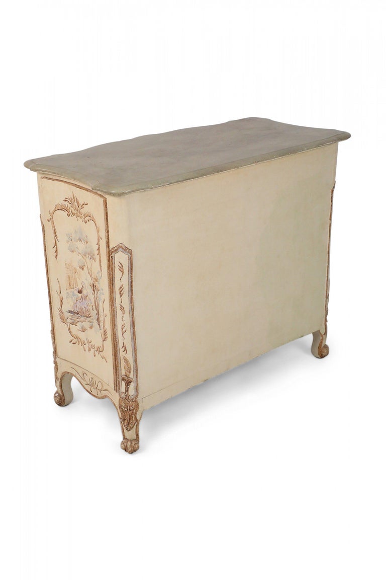 French Louis XV Style Cream Serpentine Commode For Sale at 1stDibs