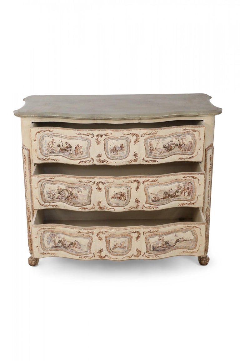 French Louis XV Style Cream Serpentine Commode For Sale at 1stDibs
