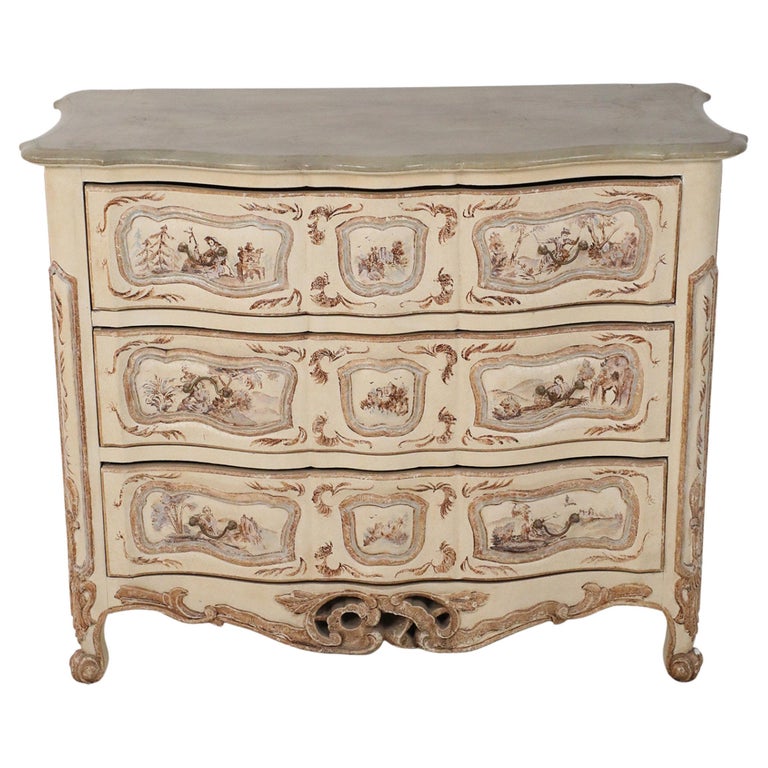French Louis XV Style Cream Serpentine Commode For Sale at 1stDibs