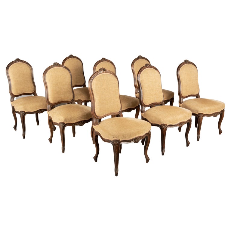 Lot de 8 chaises de salle à manger françaises de style Louis XV En ...